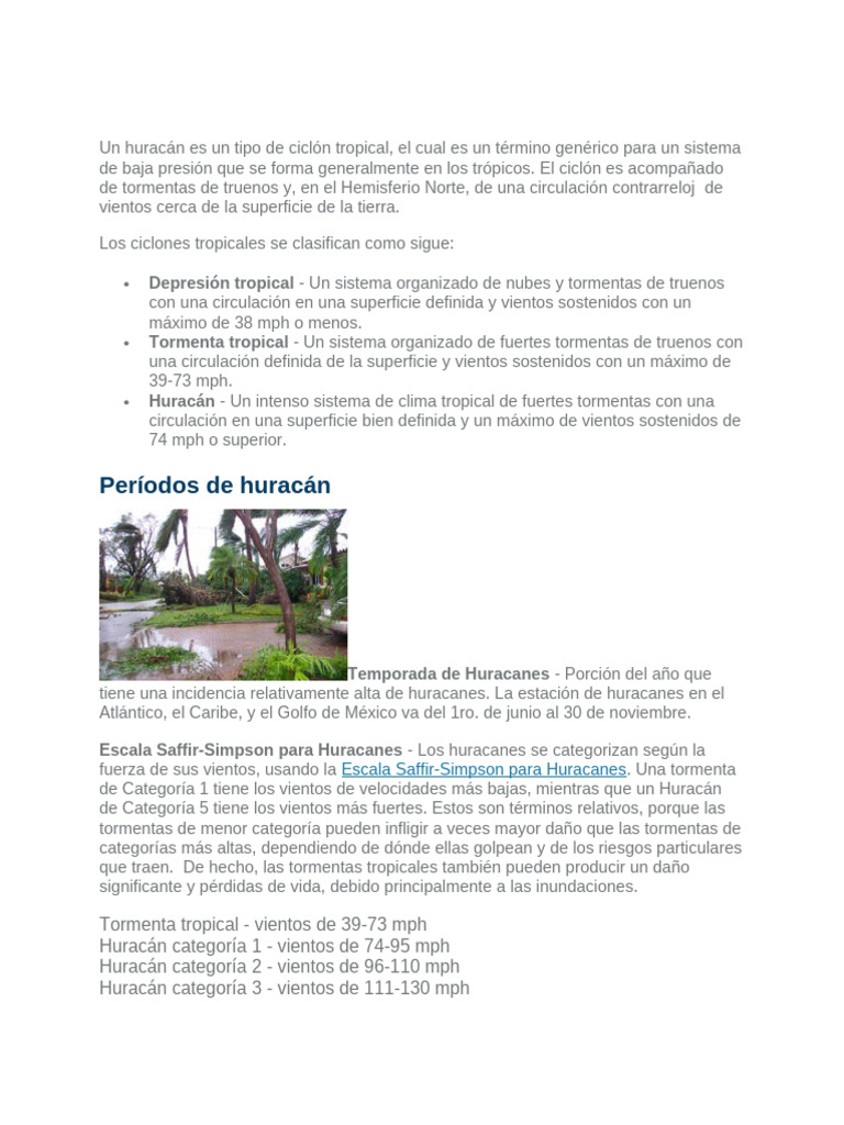 Un huracán es un tipo de ciclón tropical (1) | PDF | Ciclones tropicales | Tormentas