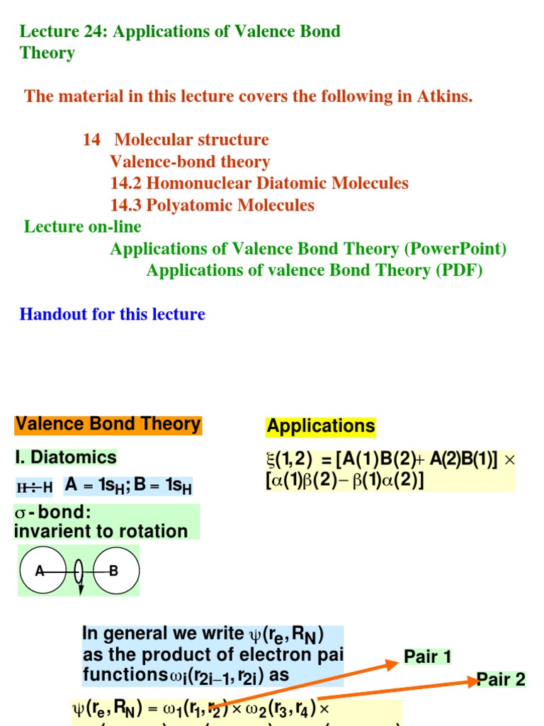 Chem 373 - Lecture 24: Applications of Valence Bond Theory | PDF ...