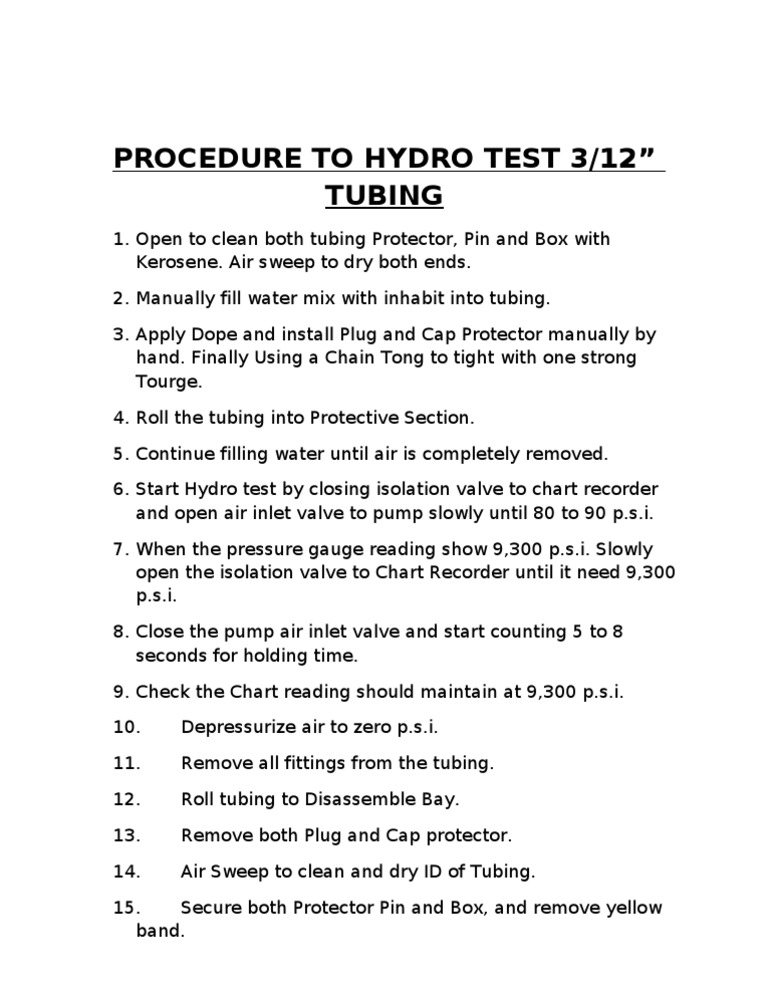 Procedure To Hydro Test | PDF