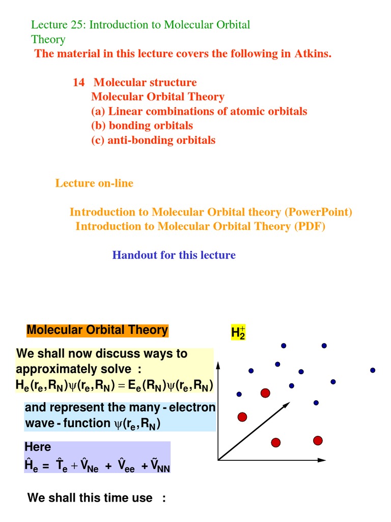 Chem 373 Lecture 25 Introduction To Molecular Orbital Theory Pdf