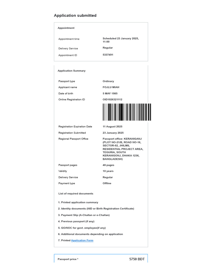 Passport Appointment Checklist | PDF