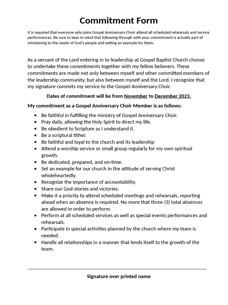 Commitment Form | PDF