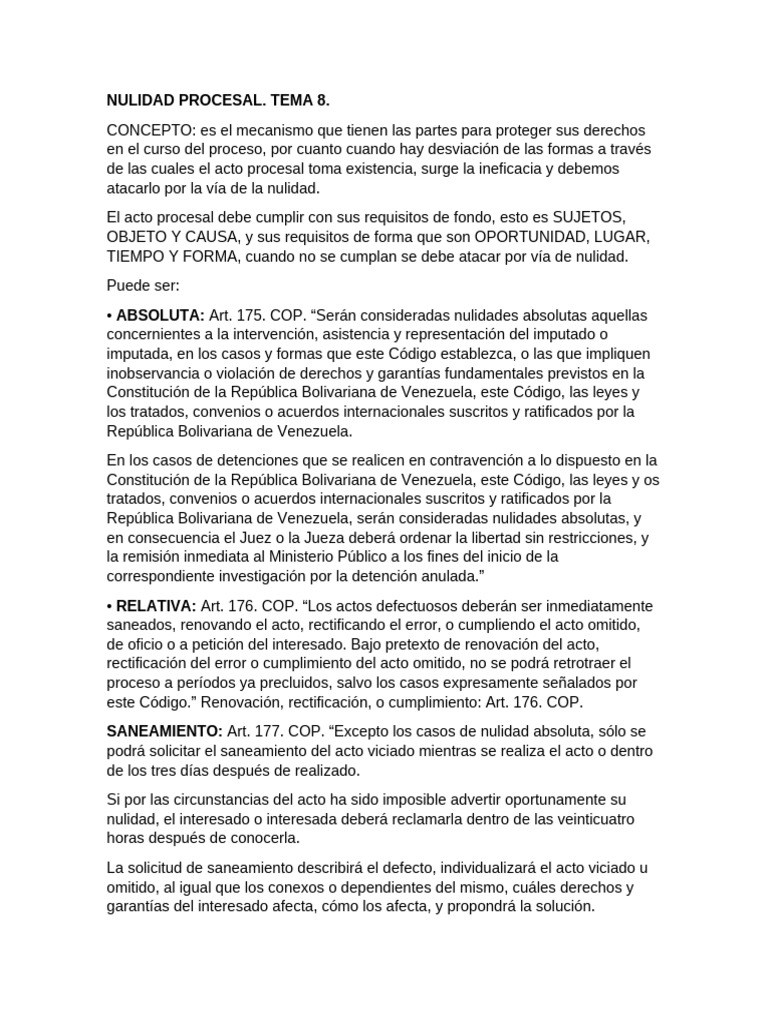 Nulidad Procesal Tema 8 | PDF | Apelación | Ley procesal