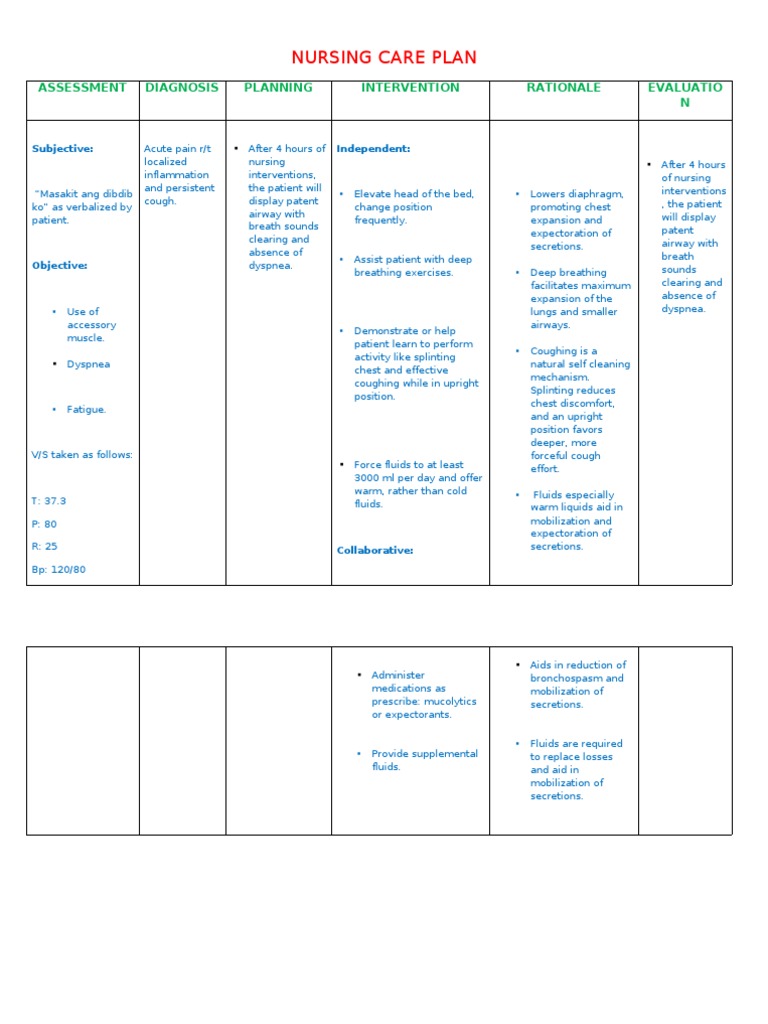 NCP - Cap | PDF | Breathing | Cough