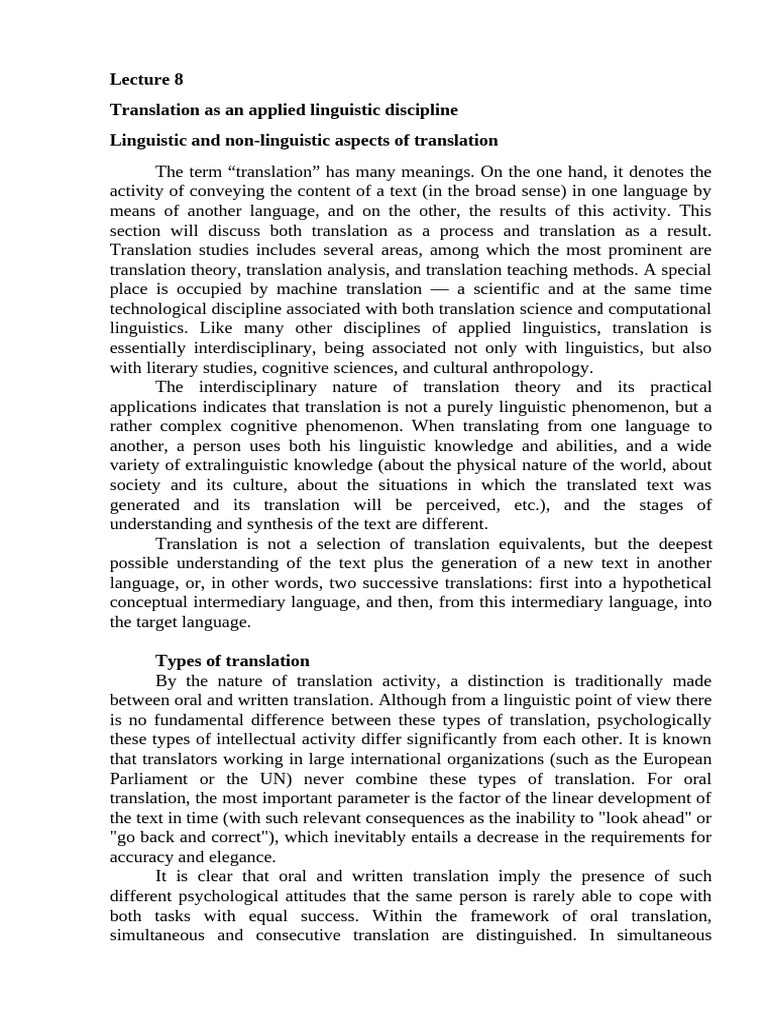 Applied Linguistic Pdf Translations Second Language