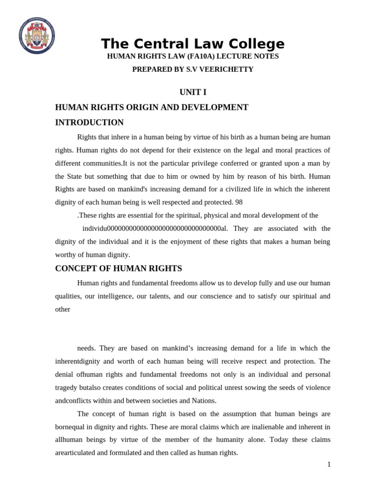 Human Rights Lecture Notes | PDF | Human Rights | Magna Carta