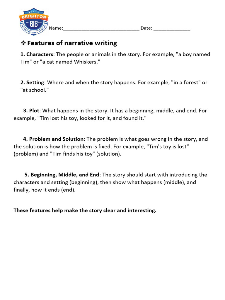 Features of Narrative Writing (Definition) | PDF