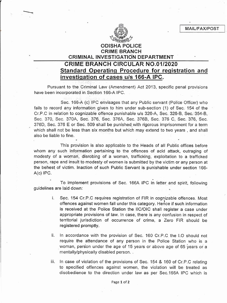 166A - IPC - Procedure To Register FIR | PDF