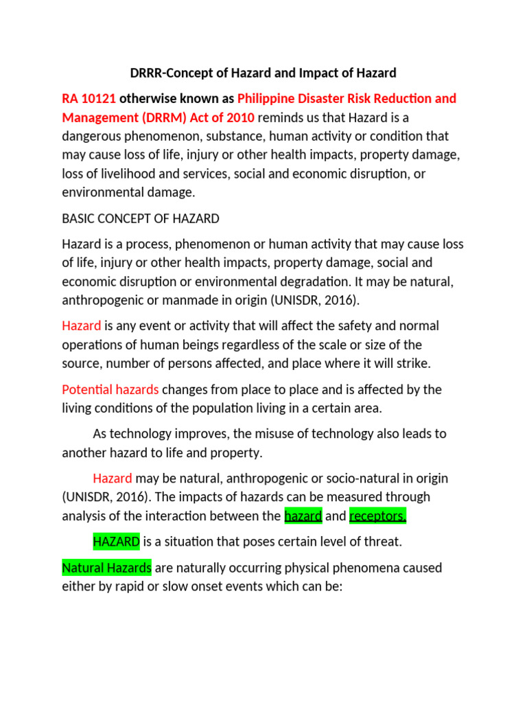 DRRR Concept of Hazard Infosheets | PDF | Hazards | Natural Disasters