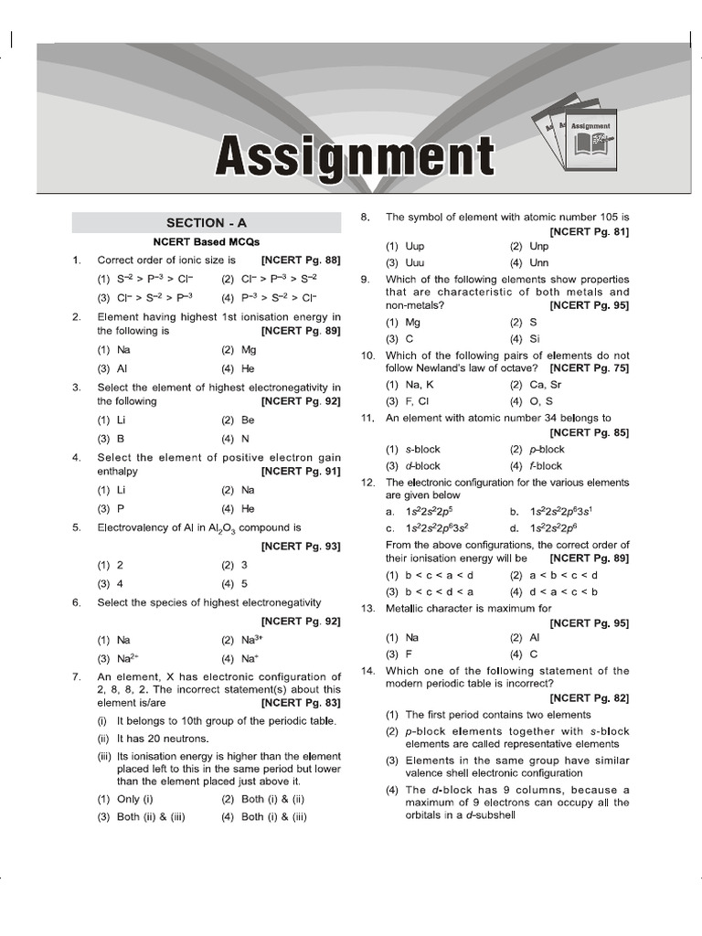 Classification of Elements... Leader Assignment CH - 3 | PDF