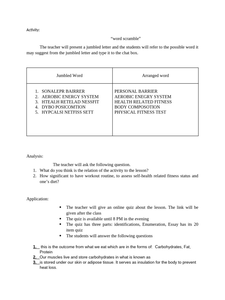 lesson 4 | PDF | Aerobic Exercise | Physical Fitness