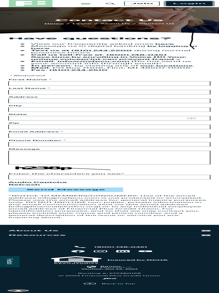 Contact Us Financial Plus Credit Union | PDF