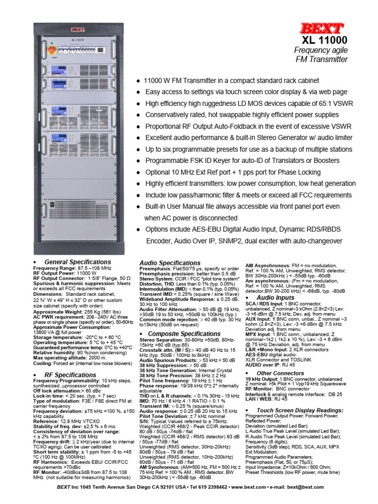 XL-11000 | PDF | Frequency Modulation | Hertz