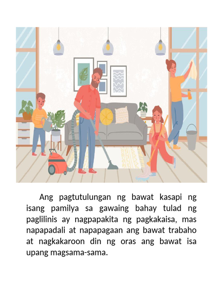 Ang Pagtutulungan NG Bawat Kasapi NG Isang Pamilya Sa Gawaing Bahay ...