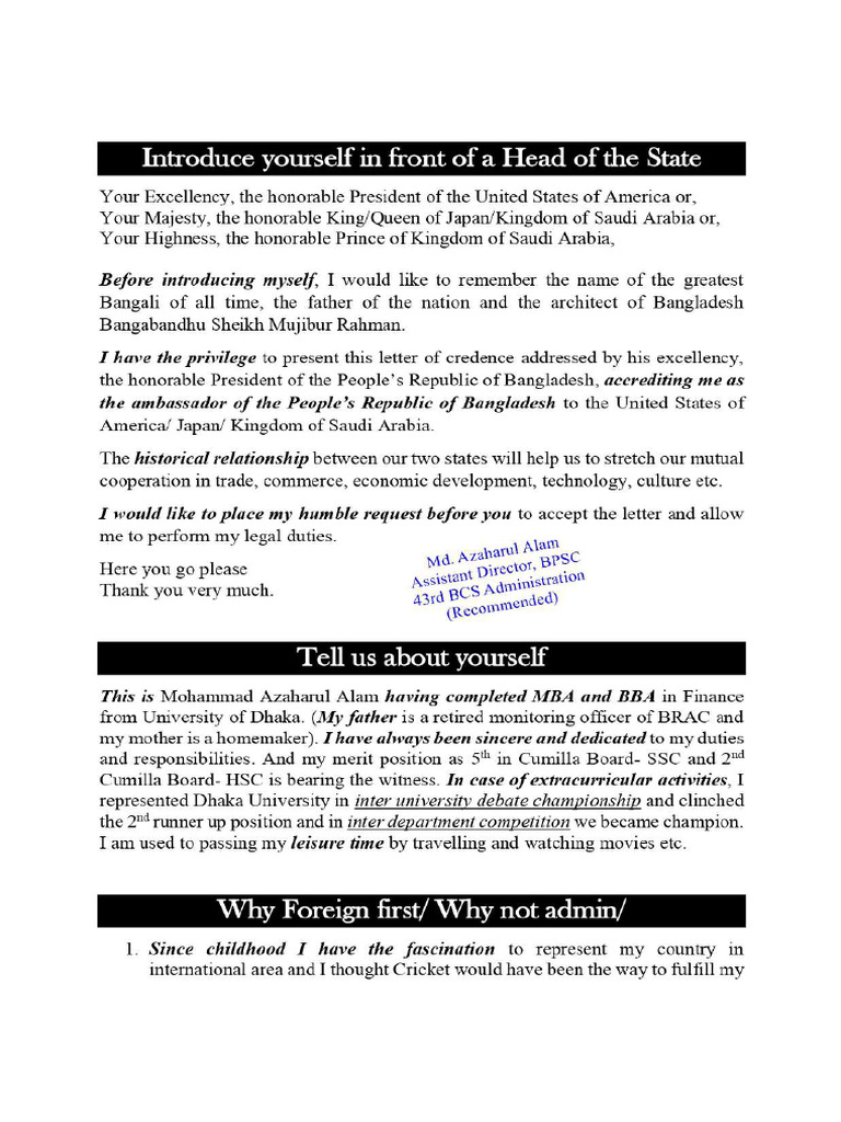 BCS Foreign Affairs VIVA | PDF