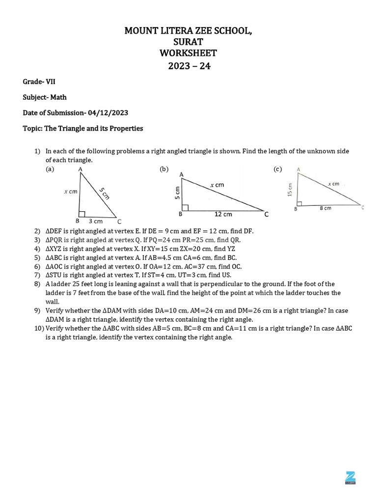 G7 Math Worksheet 4 | PDF