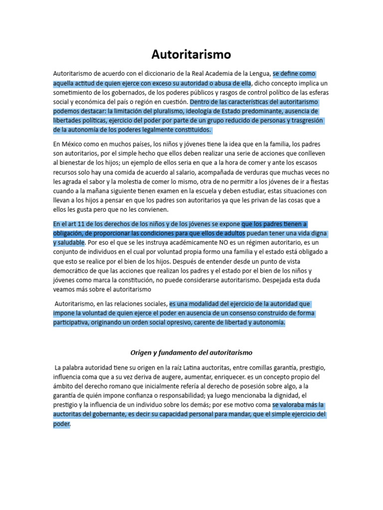 Características y Orígenes del Autoritarismo | PDF | Autoritarismo ...