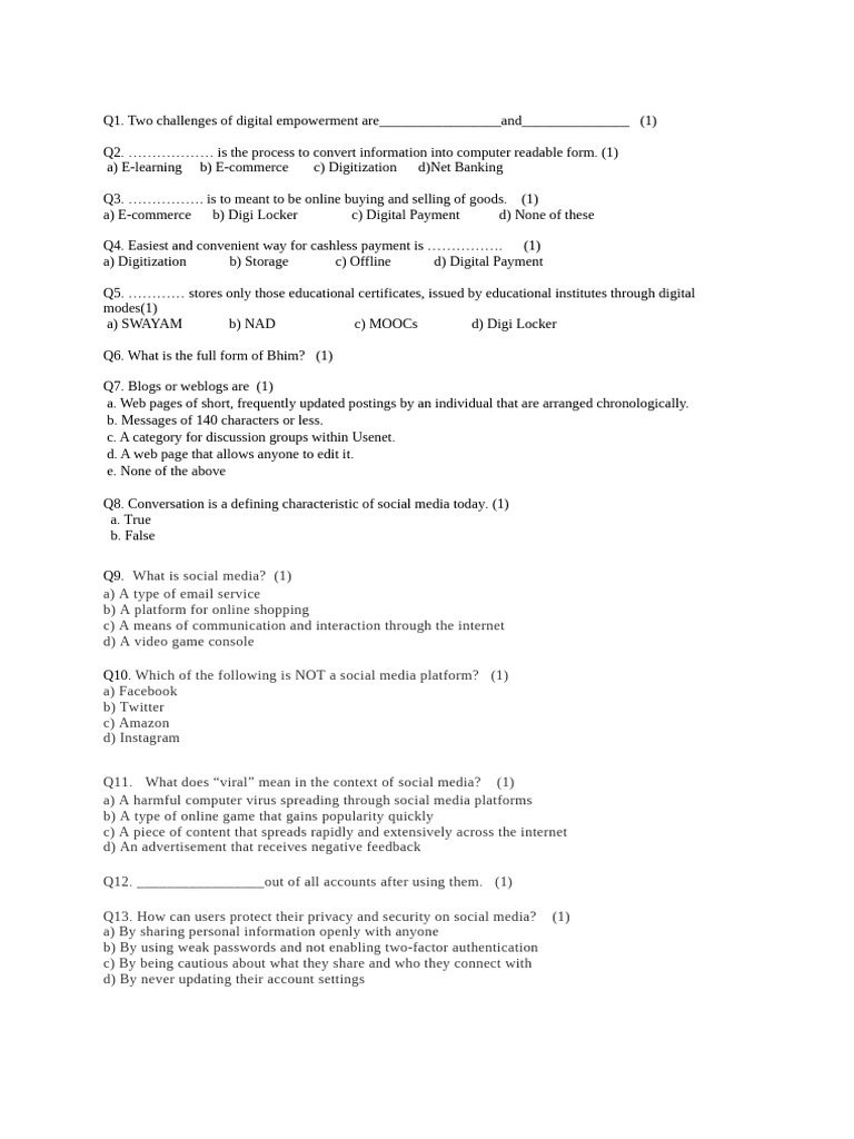 Digital Empowerment Test | PDF | World Wide Web | Internet & Web