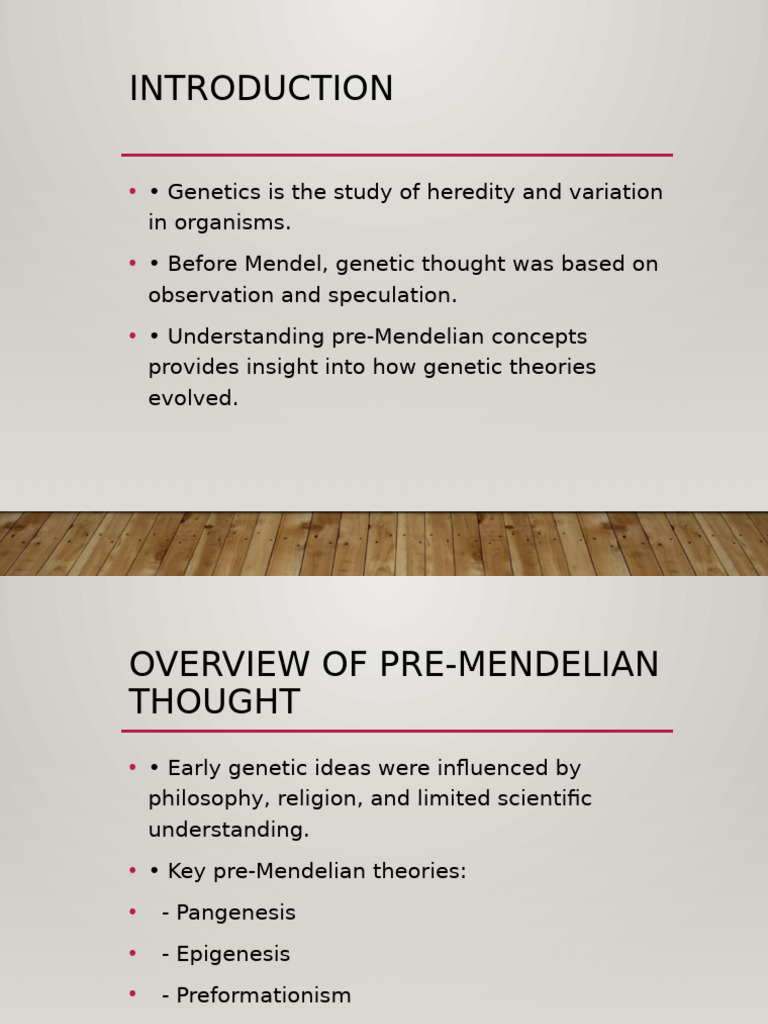 Pre-Mendelian Genetic Theories | PDF | Heredity | Genetic Variation
