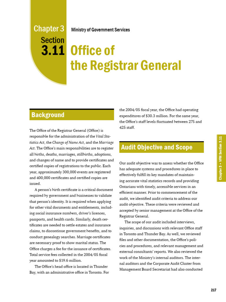 Offoce of Registrar Genenral Section 3 3.11. 311en05 | PDF | Audit ...