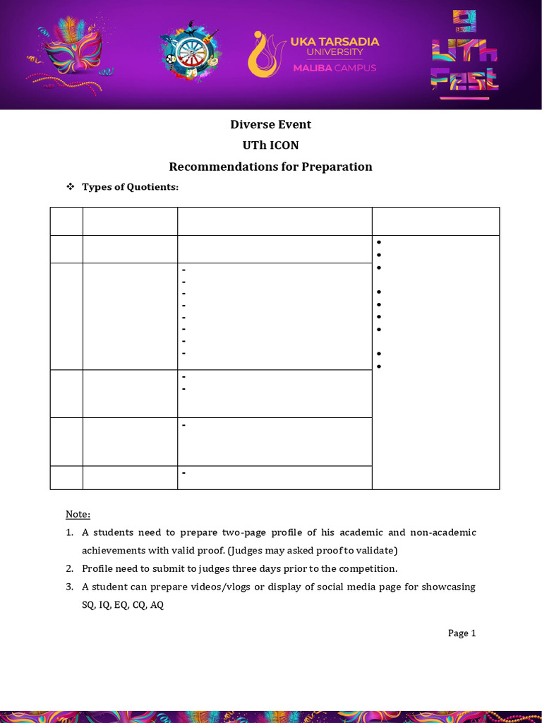 Uth ICON Recommendations for Preparation_9th Uth Fest 2025 | PDF ...