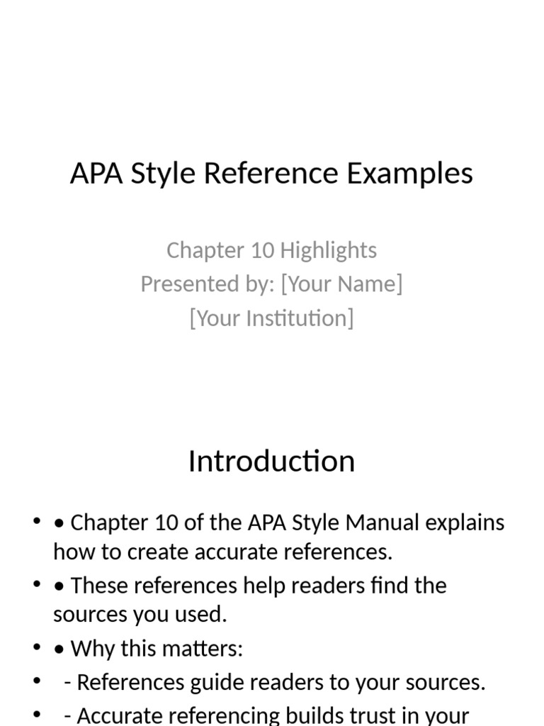 APA Style Reference Examples 20 Slides | PDF | Apa Style | Citation