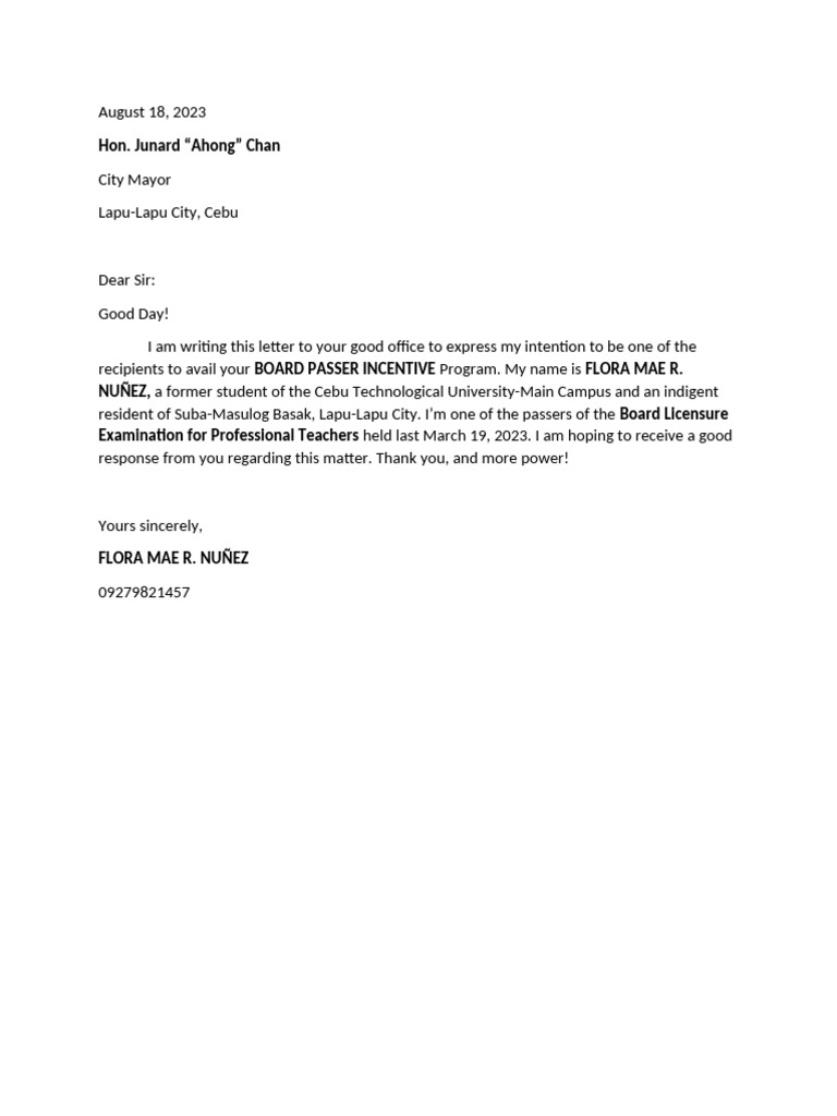 Letter of The Mayor | PDF