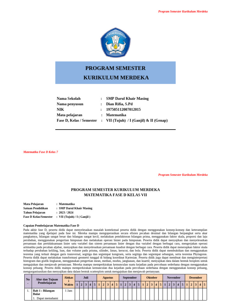 PROMES Kurikulum Merdeka Ok | PDF