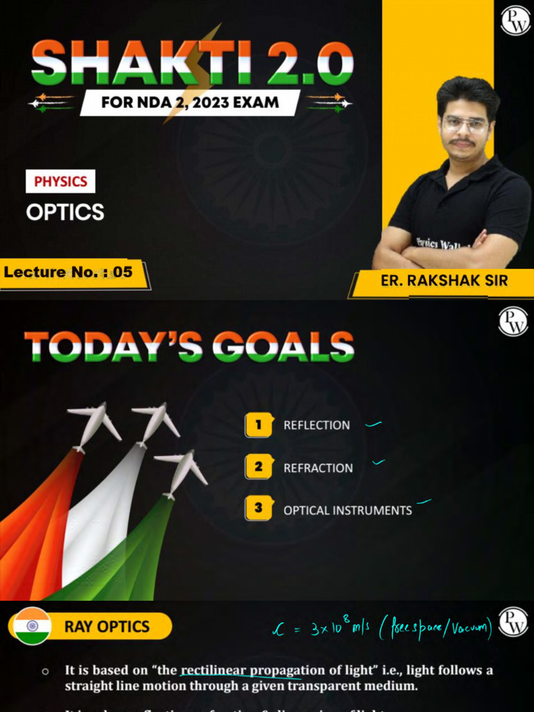 Physics 05 - Optics - Class Notes - Shakti 2.0 2023 | PDF
