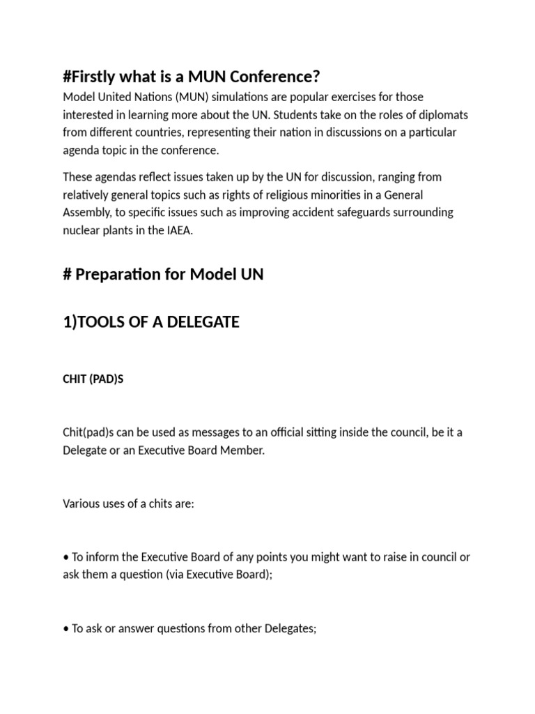 MUN Training Session Draft 1 | PDF | Committee | Meetings