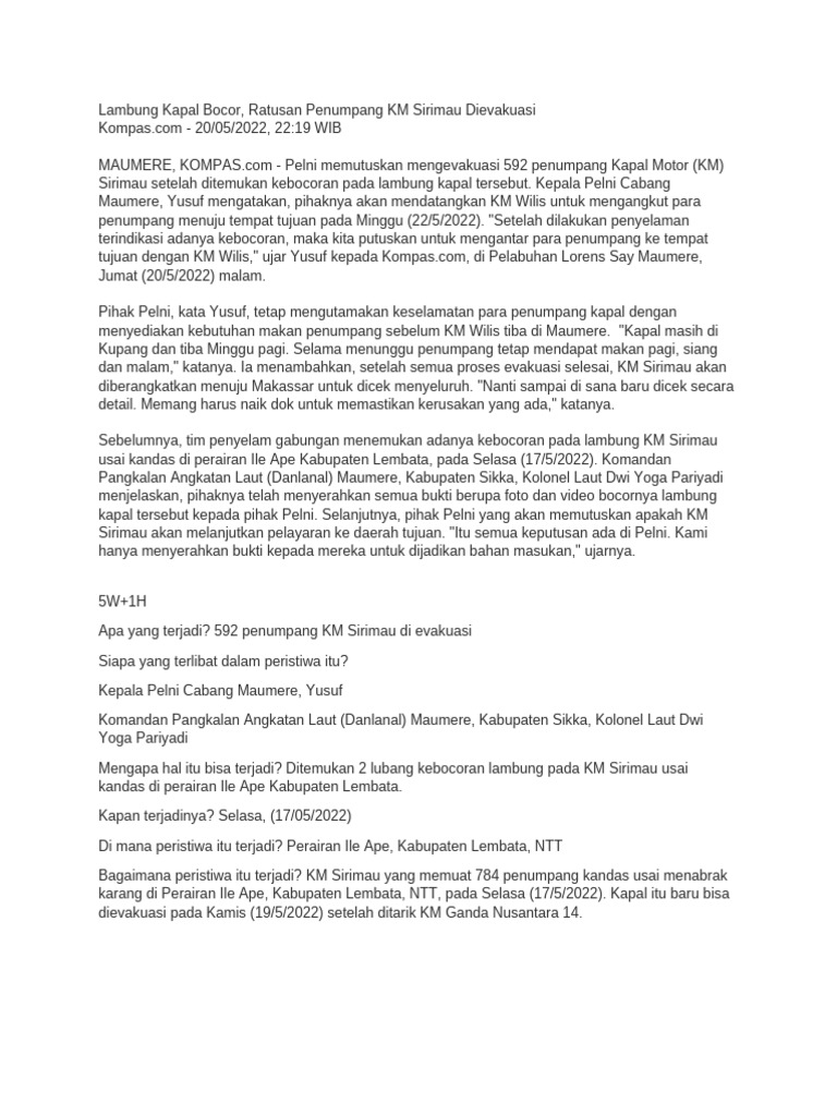 Lambung Kapal Bocor | PDF