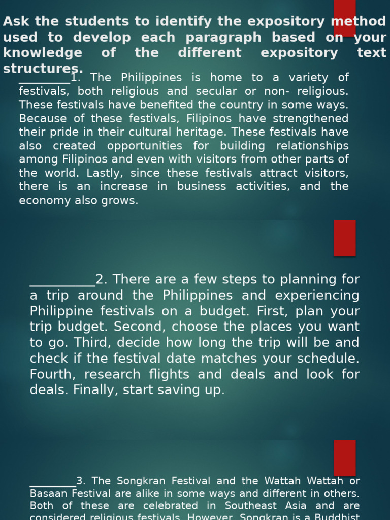 Ask the students to identify the expository method | PDF