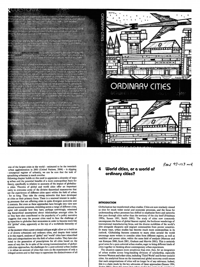 Ordinary Cities, Robinson, CH 4, PP - Ocred | PDF | Globalization ...