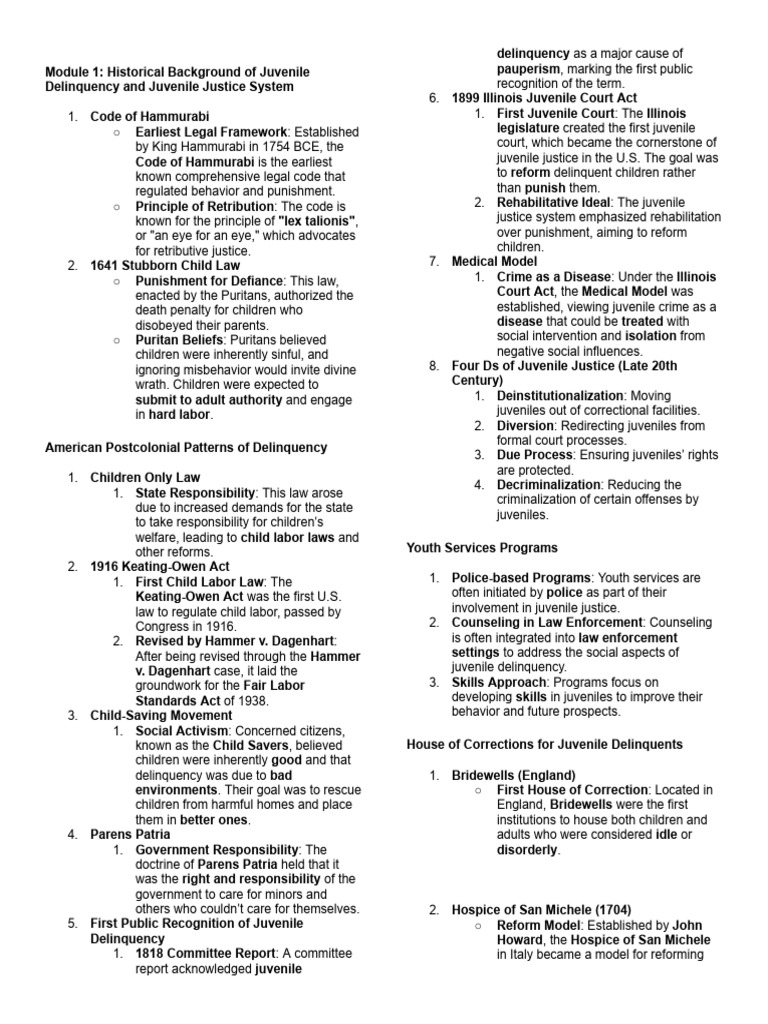 Juvenile Delinquency Notes 1-7 | PDF | Juvenile Delinquency | Crimes