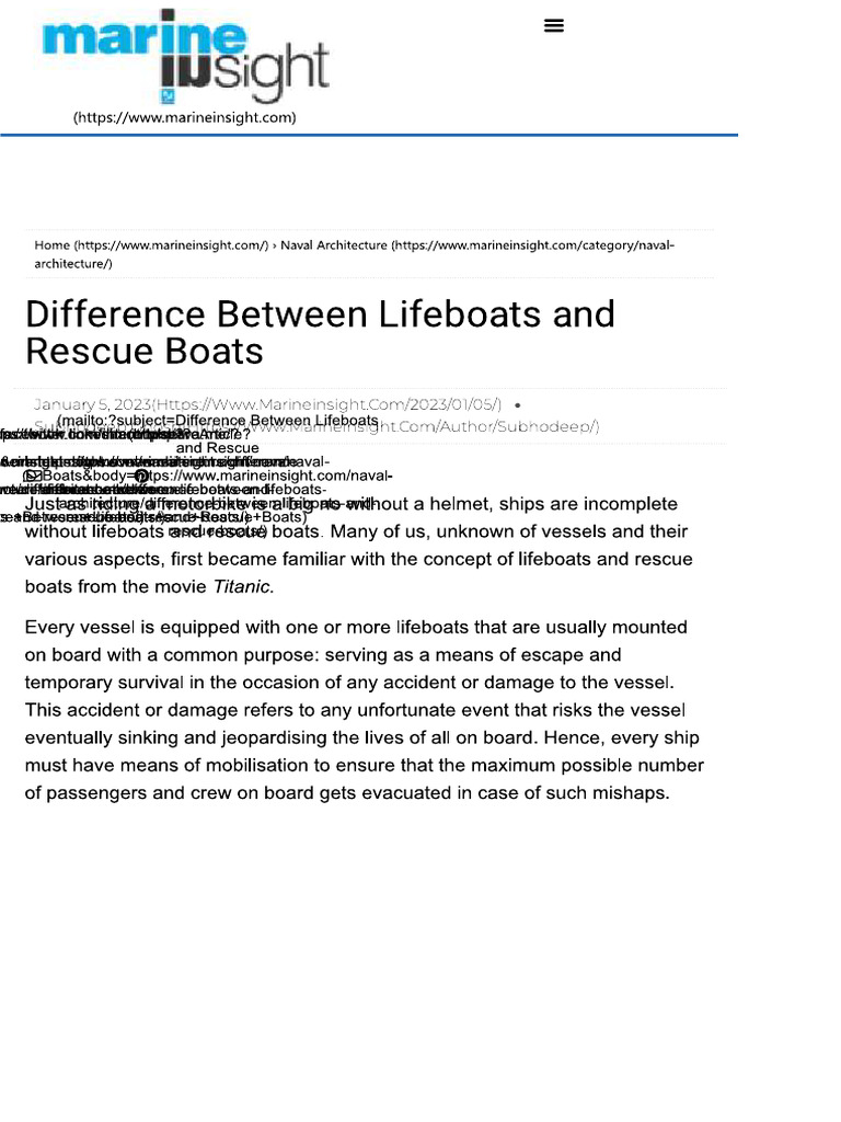 Difference Between Lifeboats and Rescue Boats | PDF
