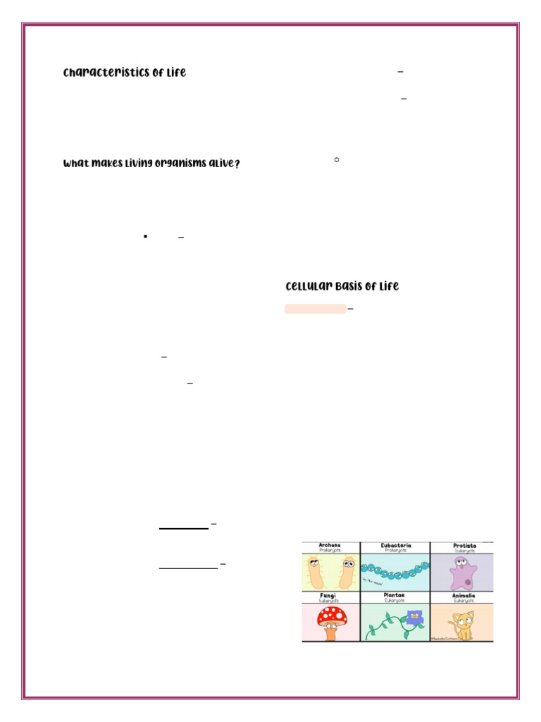Characteristics & Cellular Basis of Life | PDF | Cell (Biology ...