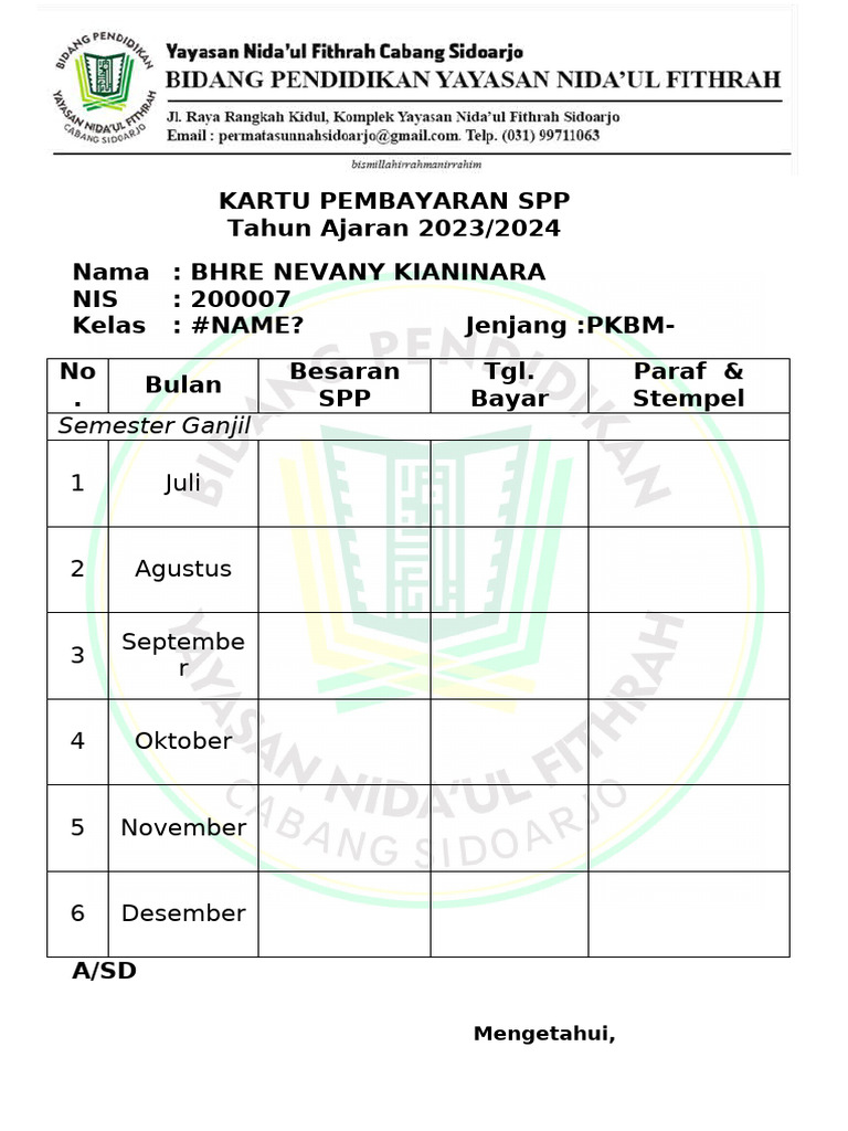 Kartu SPP 2023 | PDF