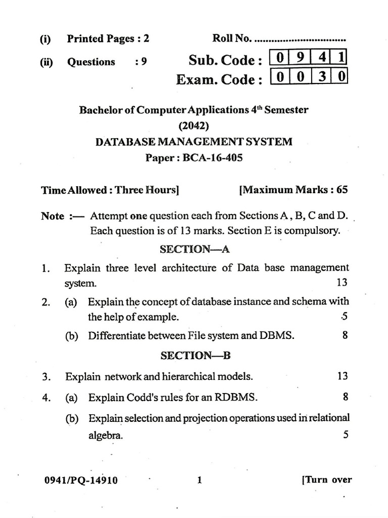 Database Management System June 2022 | PDF