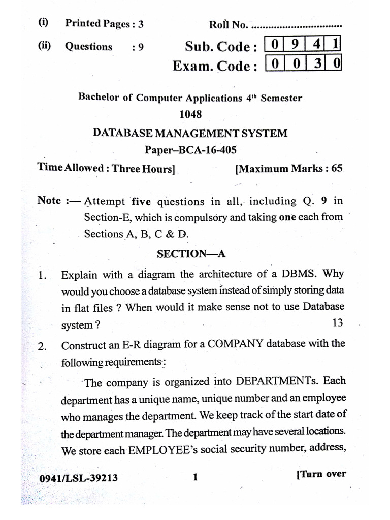 Database Management System May 2018 | PDF