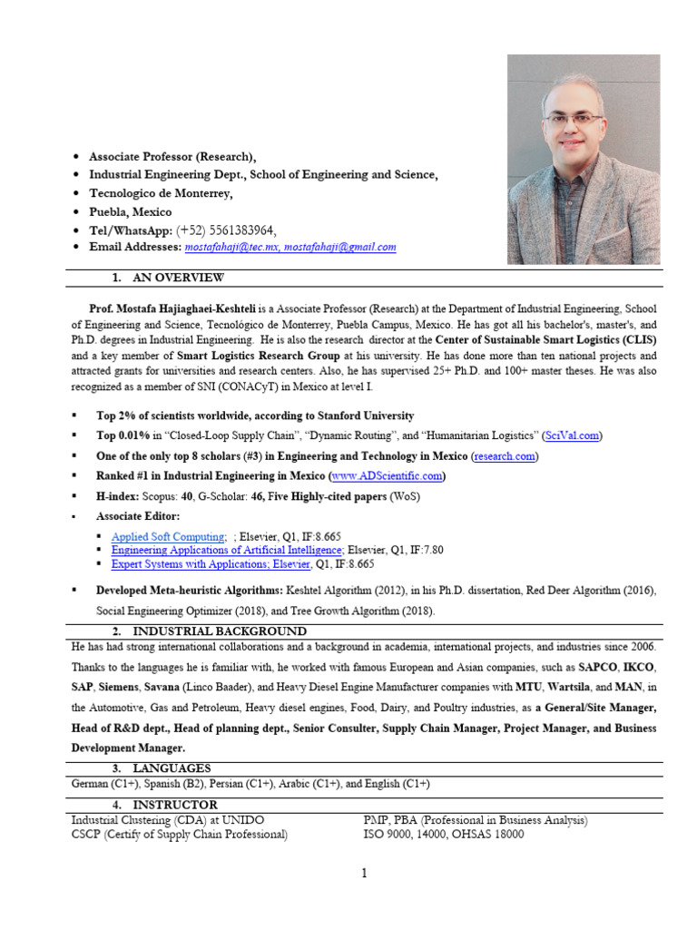 CV Mostafa Hajiaghaei Keshteli | PDF