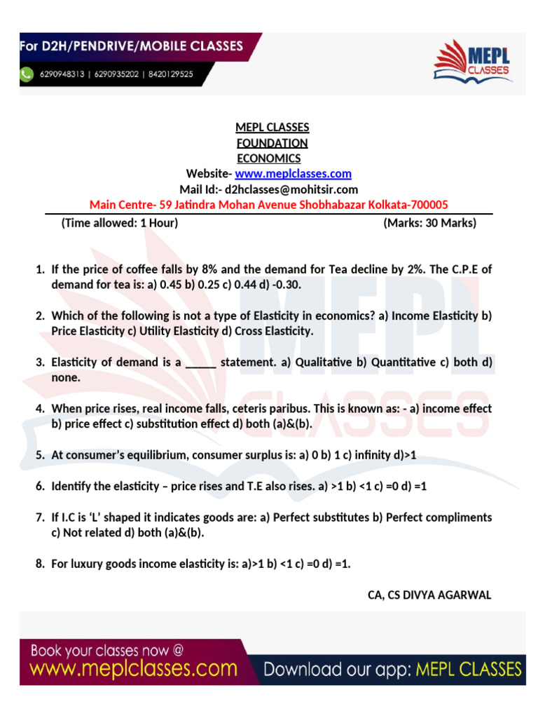 Economics 1st Revision Demand 2 Pdf Elasticity Economics Demand