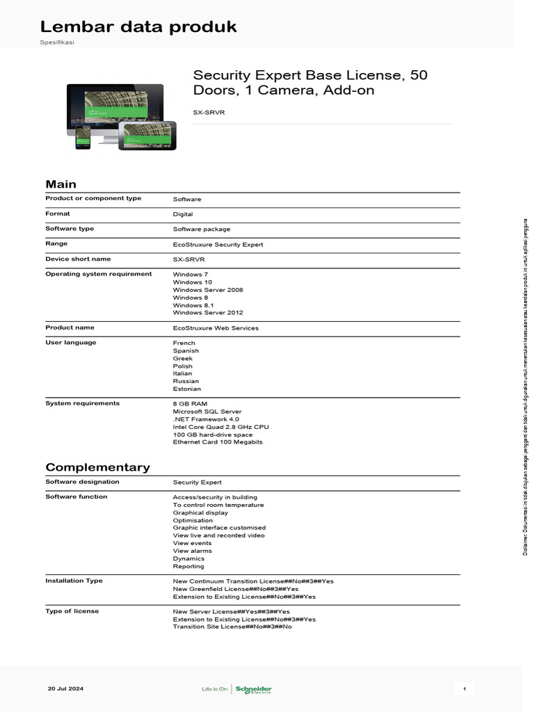 Schneider Electric - EcoStruxure-Security-Expert - SX-SRVR | PDF | Microsoft Windows | Software