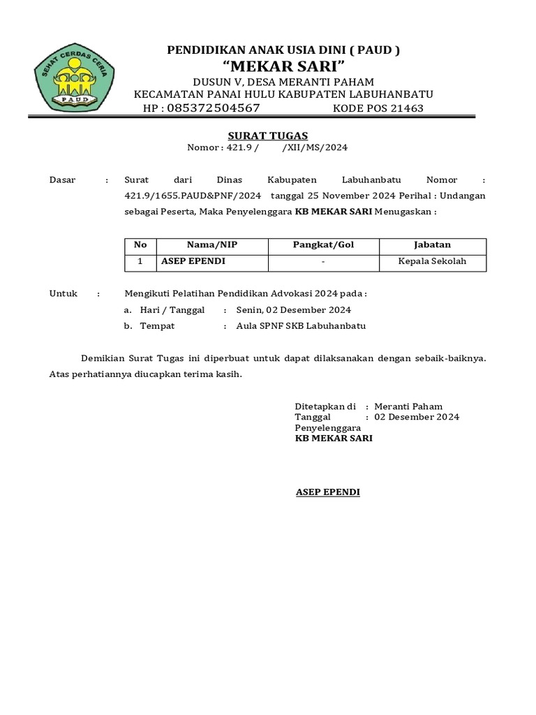 SURAT TUGAS PAK ASEP | PDF