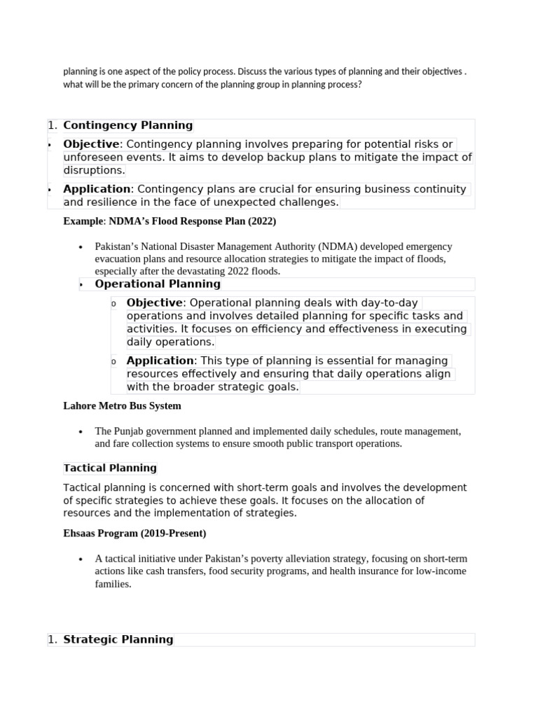 Planning Is One Aspect of The Policy Process | PDF | Political ...