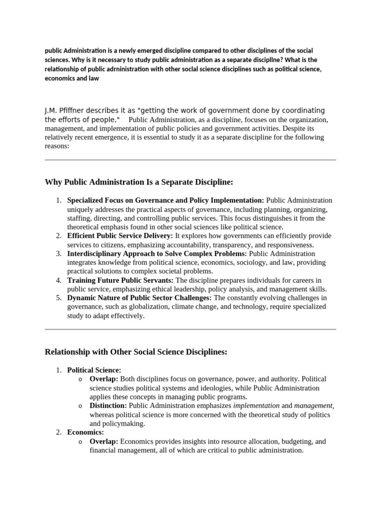Public Administration's Unique Role | PDF | Governance | Policy