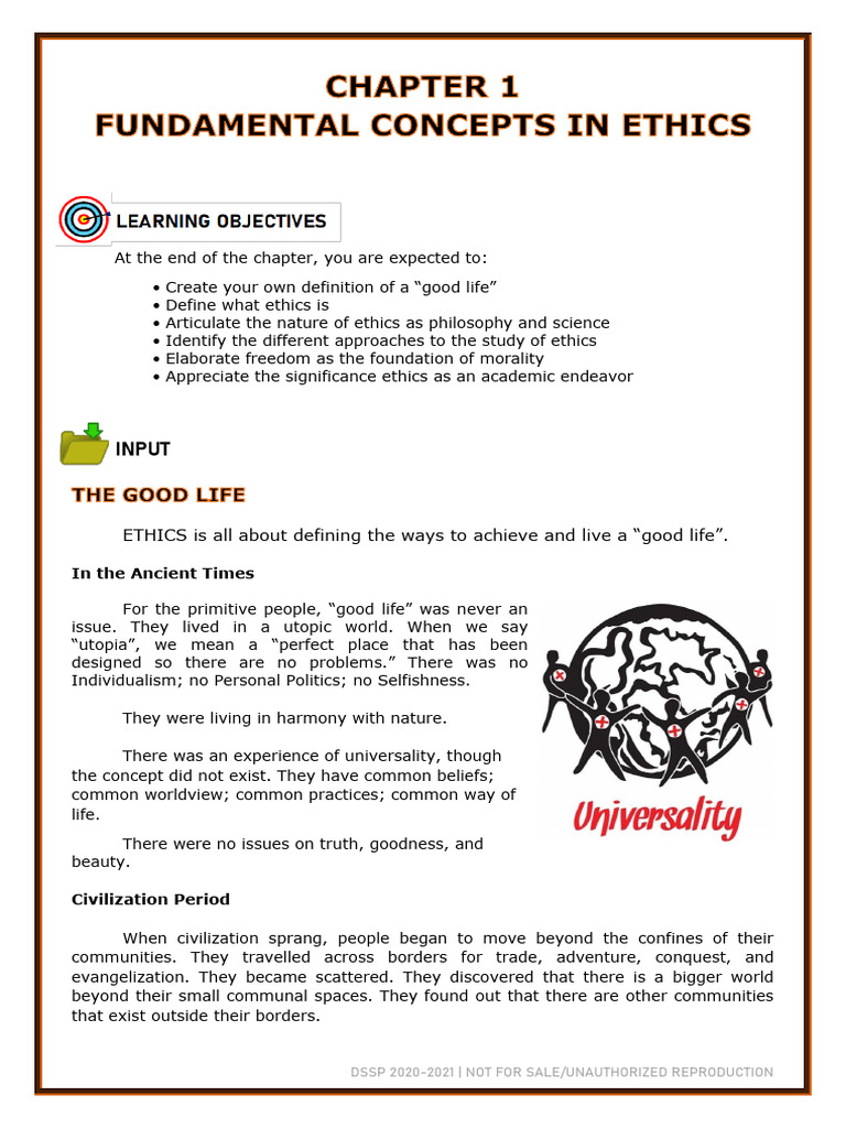 Chapter 1 Fundamental Concepts in Ethics 1 | PDF | Free Will | Morality