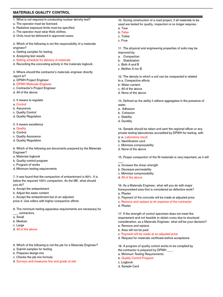 Materials Quality Control Guidelines | PDF | Concrete | Road