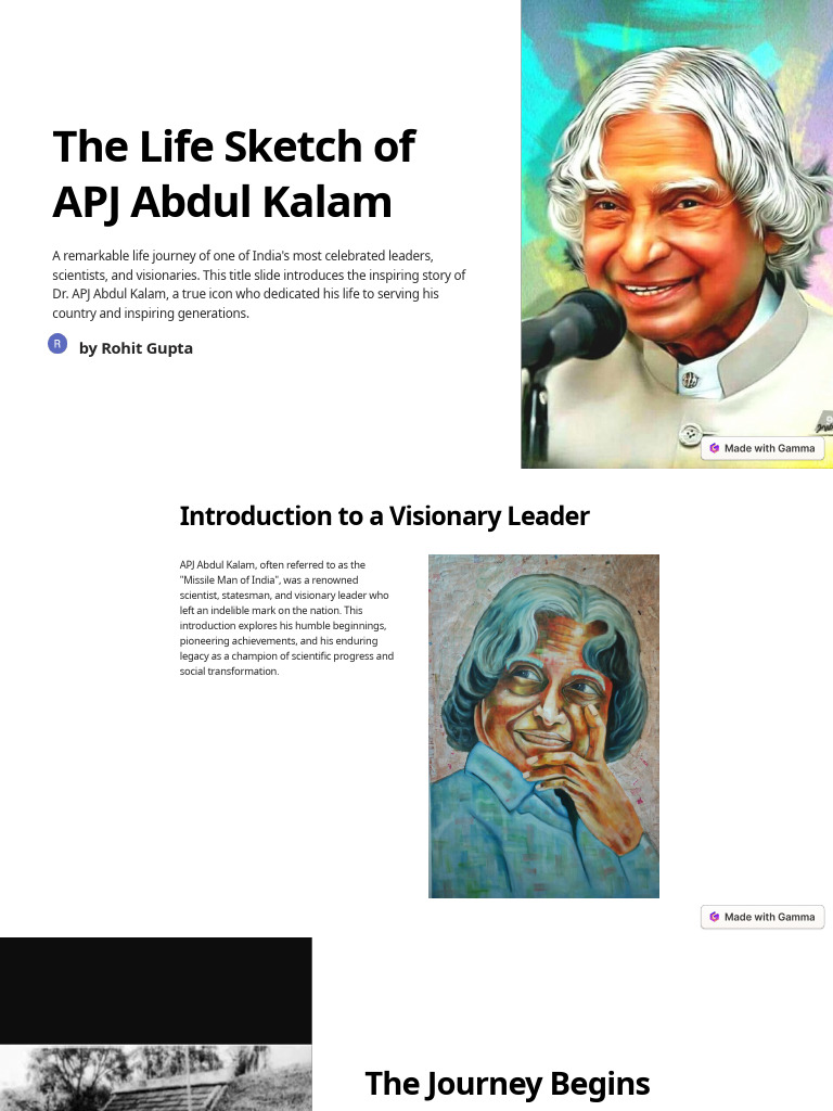 The Life Sketch of APJ Abdul Kalam | PDF