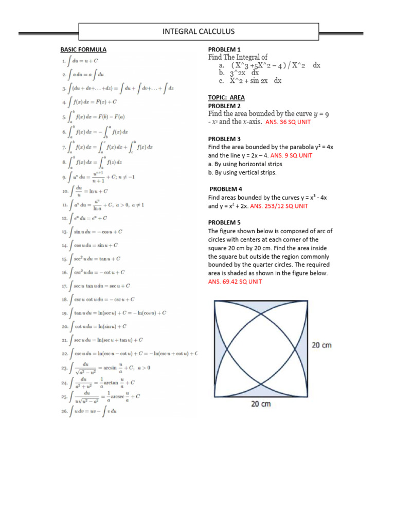 Review Module Integral Calculus | PDF