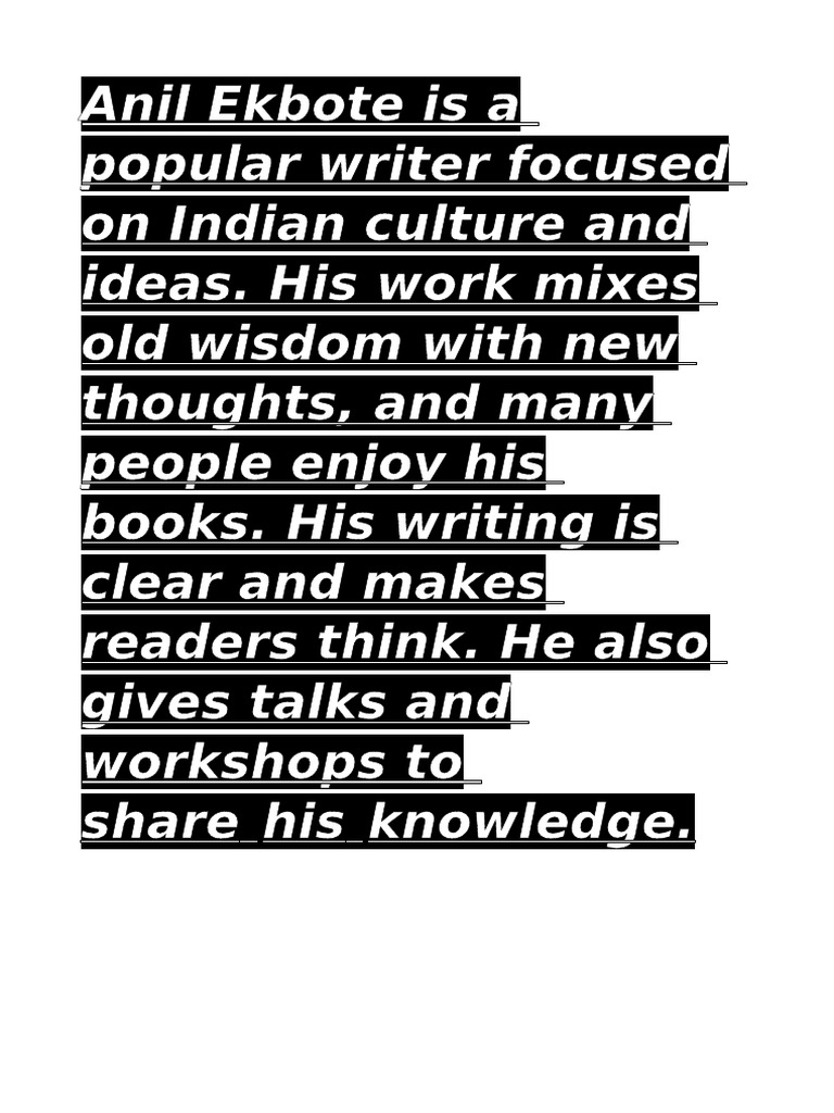 Anil Ekbote: Author of Indian Culture | PDF
